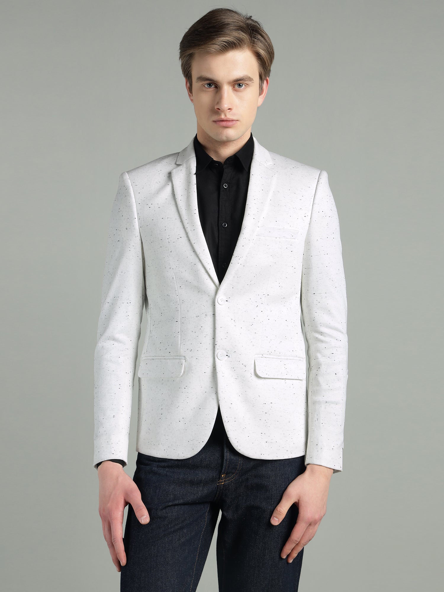 Buy Men’s White Speckled Textured Blazer | Richlook.in