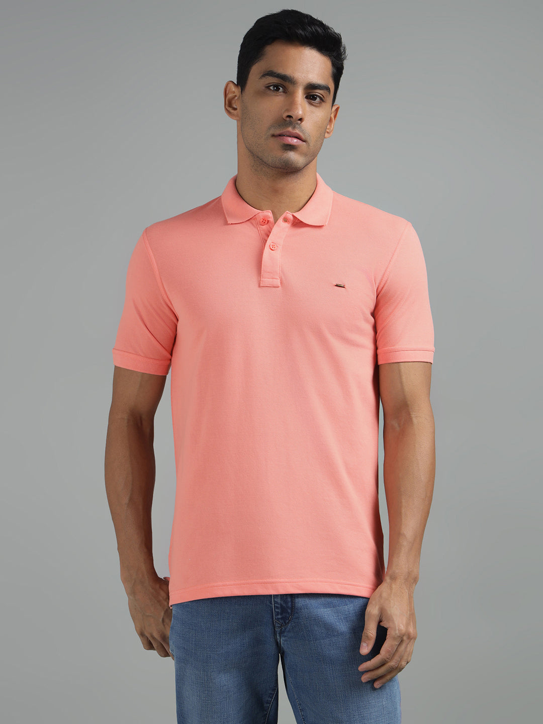 men light coral regular fit solid polo neck thirt tsh 0117 coral – Richlook
